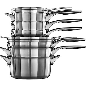 Calphalon Premier Space-Saving Stainless Steel Pots and Pans, 10-Piece Cookware Set