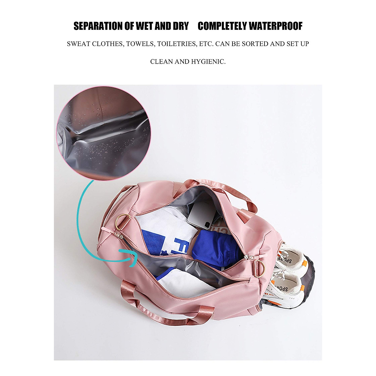 SENGTER Gym Bag with Shoe Compartment and Wet Pocket Nylon Waterproof Duffel Bags for Traveling Shoe Bag Sports Bag Dance Bag for Girls Travel Bags for Women Mens Overnight Bag Gym Equipment