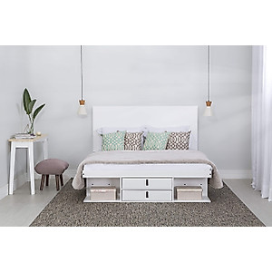 memomad Bali Storage Platform Bed with Drawers (Queen Size, Off White)