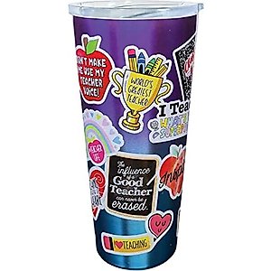 Spoontiques Teacher Sticker Art Travel Mug, Stainless, Female, Teacher's Day, Holds Hot and Cold Beverages
