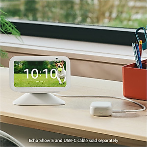 Echo Show 5 (3rd Gen) Adjustable Stand with USB-C Charging Port | Glacier White
