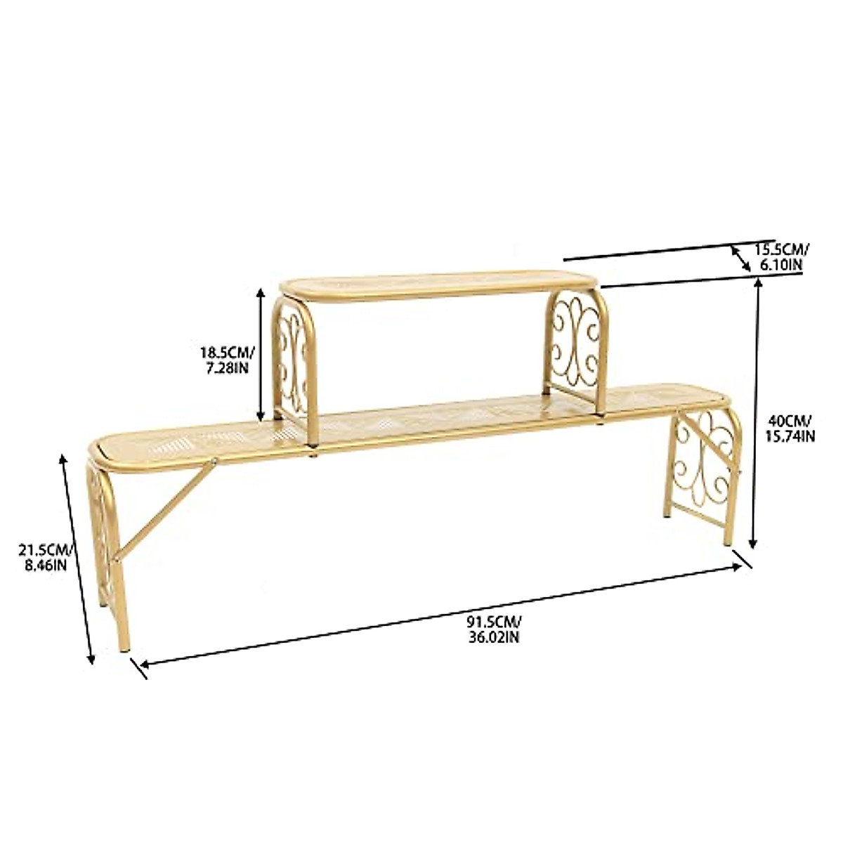 HOMEFORT Scroll Over The Sink Shelf Kitchen, Metal 2-Tier Storage Rack for Kitchen Accessories, Multi-Purpose Shelf for Top of Sink,36.02" W x6.10 D x15.74 H
