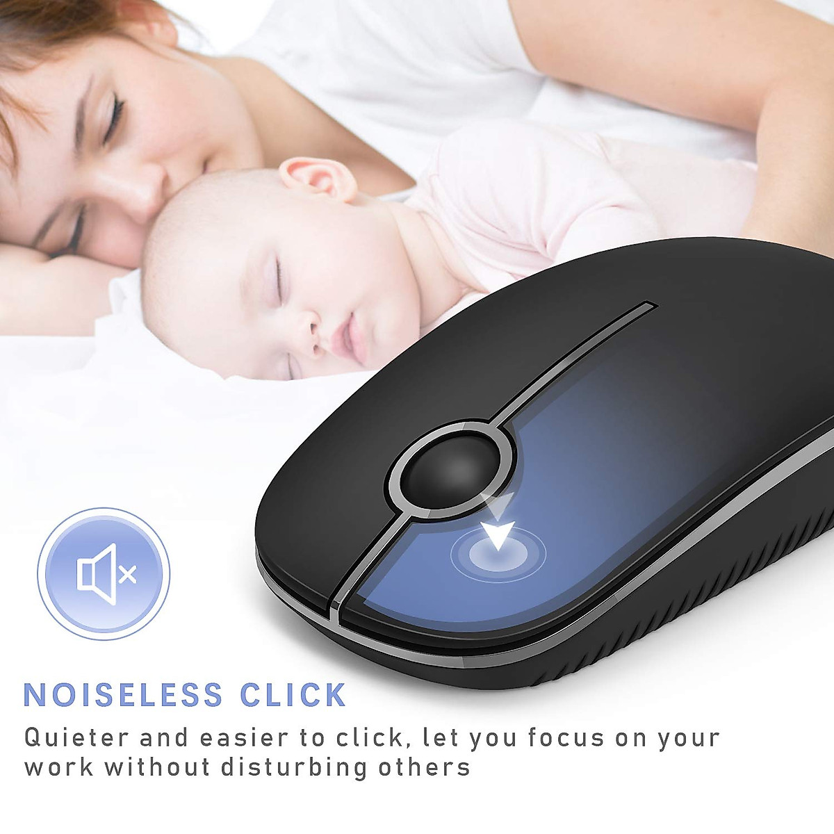 Wireless Keyboard and Mouse Combo, 2.4G Retro Computer Keyboard Mouse with Round Keys, Slim Quiet Keyboard Mouse with 2 in 1 Nano USB Receiver for for Windows, Laptop, PC, Notebook-Black Grey