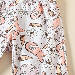 YOKJZJD Infant Baby Girl Easter Outfit Knitted Sleeveless Romper T-Shirt Tops Bunny Bell Bottom Pants Set Summer Clothes (White, 6-12 Months)