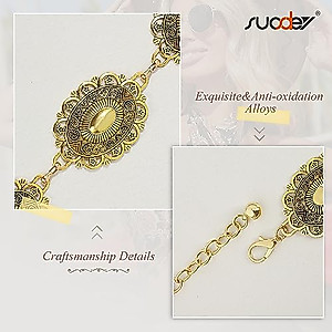 SUOSDEY Women Metal Waist Chain Belt Concho Western Cowgirls Country Belt for Jeans Dress