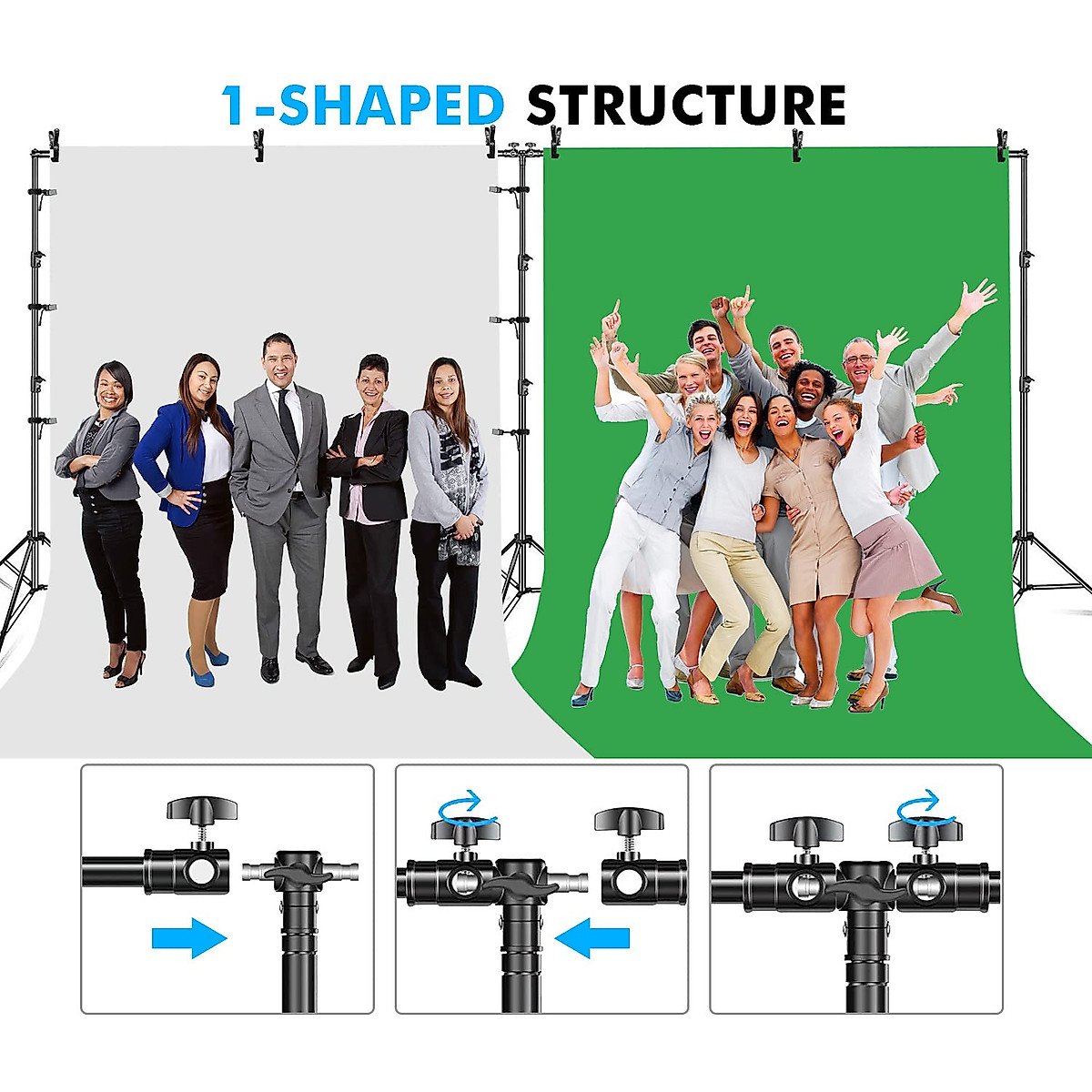 SLOW DOLPHIN Photo Video Studio 20ft (Wide) x 10ft (Tall) Heavy Duty Adjustable Width & Length Photography Backdrop Stand Background Support System Kit with Spring Clamps, Backdrop Clips, Carry Bag