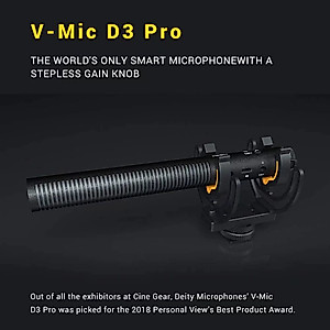 Deity V-Mic D3 Pro Super-Cardioid Directional Shotgun Microphone with Rycote Shockmount for DSLRs, Camcorders, Smartphones, Handy Recorders, Laptop and Bodypack Transmitters, W/Pergear Windscreen