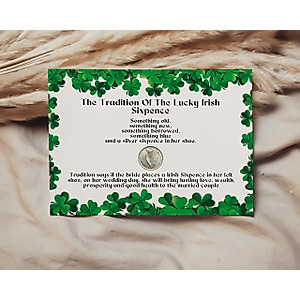 Bride's Sixpence Irish Coin and Card | Sixpence Tradition | Something Old, Something New, Something Borrowed, Something Blue, And A Sixpence For Her Shoe - Gifts For Bride To Be