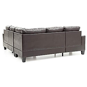 Glory Furniture Newbury KD Sectional, Dark Brown. Living Room Furniture 35" H x 82" W x 32" D