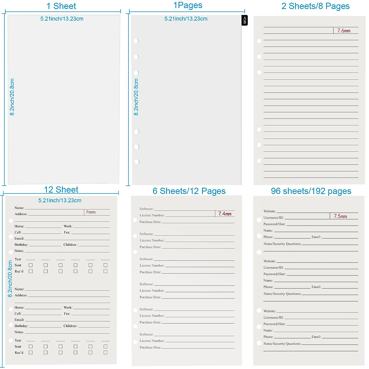 Password Book Refill Pages 236 Replacement Pages Internet Log Book, 8.2x5.6in, Large Print 648 Entries Durable Divider with Alphabetical Tabs, For Men Women Seniors Home Office Use