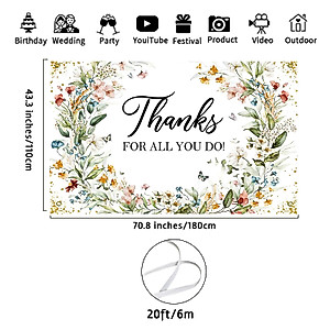 Avezano Thanks for All You Do Backdrop Wildflower Thank You Party Decorations Thank You Father Staff Teachers Professors Doctors Banner 70.8 x 43.3 Inch