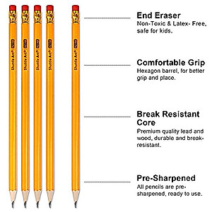 Shuttle Art Wood-Cased #2 HB Pencils, 600 Pack Sharpened Yellow Pencils with Erasers, Bulk Pack Graphite Pencils for School and Teacher Supplies, Writhing, Drawing and Sketching