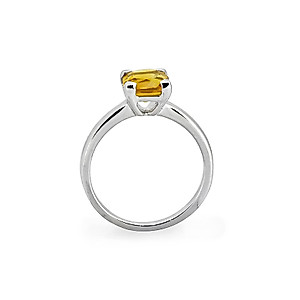 YoTreasure 1.82 Ct. Natural Healing Crystal Citrine Solid 925 Sterling Silver Ring Jewelry