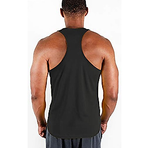 DEVOPS 3 Pack Men's Y-Back Dri Fit Muscle Gym Workout Tank Top (3X-Large, Black/Navy/Blue)