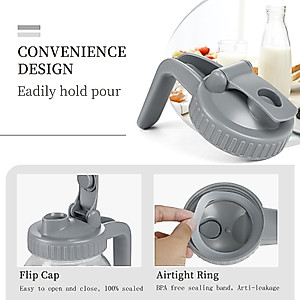 Xylanor Mason Jar Pour Spout Lid for Wide Mouth Jars, Mason Jar Pitcher Flip Cap Airtight Lid With Handle, Leak-Proof and Durable, Pack of 2