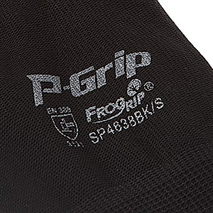 Liberty P-Grip Ultra-Thin Polyurethane Palm Coated Glove with 13-Gauge Nylon/Polyester Shell, Small, Black (Pack of 12)