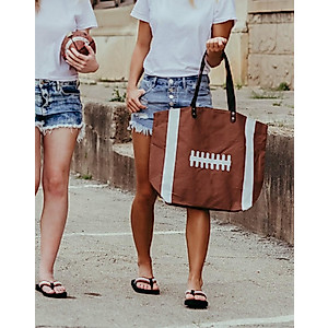 Cocomo Soul Brown Football Tote Bag | Football Bag for Women | Large Football Tote Bag 20 x 17 Inches | Football Mom Bag | Football Bag