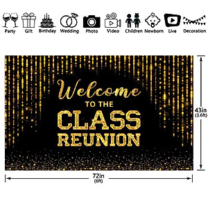 Swepuck 72x43inch Fabric Golden Welcome to The Class Reunion Backdrop 20th 30th 40th Reunion Photography Background School Party Decorations Photo Booth Banner