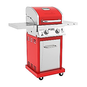 Nexgrill Deluxe 2-Burner Propane Barbecue Gas Grill with Warming Rack, 401 sq. in, 28000 BTUs, Outdoor Cooking, Patio, Barbecue Grill, Foldable Side Table, with Full stainless Steel Control Panel, Red