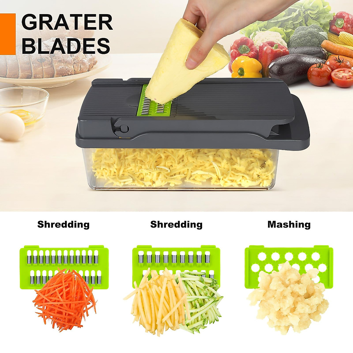 Vegetable Chopper,Food Chopper,Pro 12 in1 Multifunctional Onion Chopper,Veggie Chopper,Vegetable Chopper With Container,Vegetable Slicer Dicer Cutter,Mandoline Slicer,Salad,Garlic Chopper