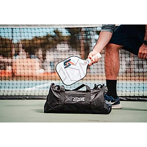Vivid Sports Graphite Pickleball Paddle Set of 2, Polymer Honeycomb Core, Duffle Bag with 2 Indoor 2 Outdoor Pickle Balls, 2 Neoprene Paddle Covers, USAPA Wide Body Pickleball Raquette (White)