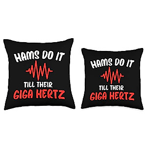 Click Like for Ham Radio Amateur Radio Funny Design, Hams do it Till Their gigahertz Throw Pillow, 16x16, Multicolor