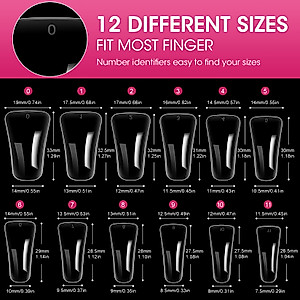 krofaue Duck Nails - Clear Nail Tips 120pcs Acrylic Fake Nails Curved Nail Tips 12 Sizes Crystal Duck Feet Style Nail Tips Full Cover False Nails Wide French Nails with Box Extra Nail for Nail Salon