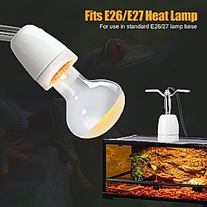 CHICIRIS 300W Reptile Heat Lamp Socket, 360° Rotatable Heating Light Adjustable Bracket Kit with One-Button Switch, E26/E27 Ceramic Lamp Holder, for Aquarium, Lizard, Tortoise, Snake (Without Bulbs)