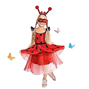 Ausejopeac Ladybug Bopper Antenna Headband Ladybug Wings and Masks Ladybug Costume Set for Kids Halloween Dress Up