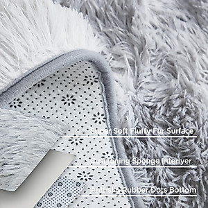 annadaif 4x6 Fluffy Area Rug for Living Room, Light Grey Fuzzy Area Rugs for Bedroom, Plush Shaggy Bedside Rug, Non-Skid Soft Carpet for Indoor Home, Nursery and Living Room Decor