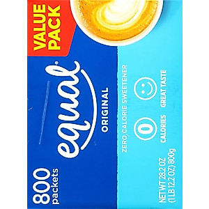 EQUAL 0 Calorie Sweetener, Sugar Substitute, Zero Calorie Sugar Alternative Sweetener Packets, Sugar Alternative, 800 Count