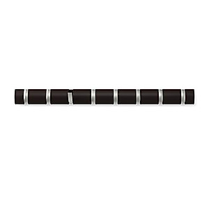 Umbra Flip Wall Mounted Floating Rack – Modern, Sleek, Space-Saving Hanger with Retractable Hooks to Hang Coats, Scarves, Purses and More, 8, Espresso