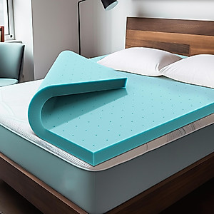 Nelaukoko 2 Inch Queen Memory Foam Mattress Topper, Gel Infused Soft Beding Topper for Queen Size Bed, Cooling Foam Mattress Topper for Bedroom, Floor, Camp,RV etc, CertiPUR-US Certified