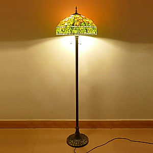 errzom 20-Inch Tiffany Style Floral Floor Lamp Stained Glass Standing Lamp Tulip & Rose Corner Standing Reading Lamp for Living Room Bedroom Cafe Bar, 67 Inch Tall,Tulip