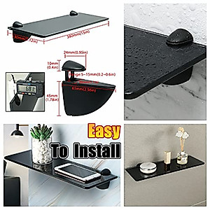 Alise Glass Shelves 15 Inch Glass Bathroom Shelves Tempered Glass Shelf Wall Mount Glass Shelves for Bathroom Matte Black Glass Bathroom Shelf