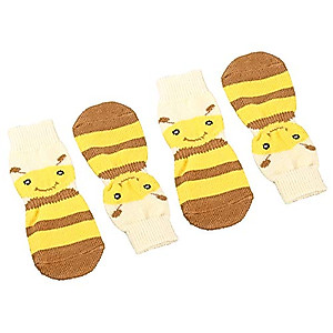 Baluue 4pcs Warm Knitted Socks Anti- Slip Bee Socks Adorable Stockings Pet Supplies (Yellow, Size 5XL) Pet Supply