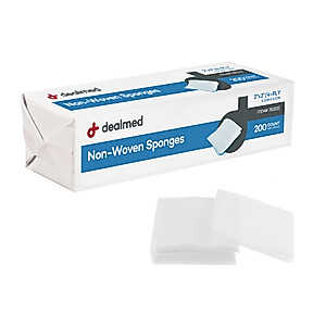 Dealmed 2" x 2" Non-Woven Gauze Sponges - 4-Ply All-Purpose Non-Sterile Pads, Absorbent Dental Gauze Wound Care Product for First Aid Kit/Medical Facilities, 200 Count (Pack of 2)