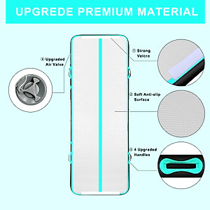 Inflatable Gymnastics Mat Air Tumble Track, Air Track Tumbling Mat 6.6/10/13/16/20ft Tumble Track for Kids, 4/61 inch Thikness Air Track Mat with Pump, Tumble Mat for Gym,Yoga,Training,Cheerleading