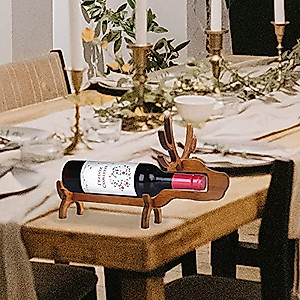 Wooden Wine Rack 3D Animal Bottle Holder Stand Removed Home Kitchen Tabletop Decor Display Creative Gifts for Wine Lovers Deer Shaped