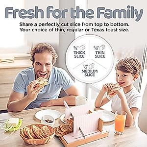 Bread Slicer for Homemade Bread With Long Knife & Crumb Tray - Compactable Bread Slicer Guide For Homemade Bread Adjustable, 3 Size, 3 Thickness - Bread Cutter for Homemade Bread, Loaf, Bagel, Bun