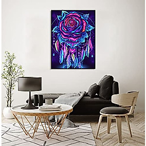 Flowers Cross Stitch Kits,stamped Cross Stitch Kits DIY Dream Catcher Needlepoint Kits for Adults Beginners Counted Embroidery Kits Cross Stitch Supplies Purple Blessing Patterns Crafts Decor