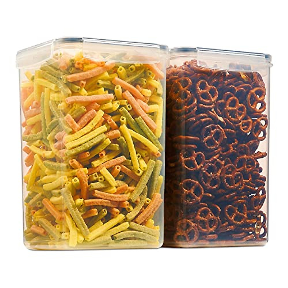 2 Pack Extra Large Airtight Food Storage Containers - 6.5L / 220 Oz BPA Free Clear Plastic Kitchen and Pantry Organization for Flour, Sugar, Rice & Baking Supply - Labels, Marker & Spoon Set