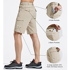 MASKERT Men's Hiking Cargo Shorts,Work Casual Shorts Travel Fishing Golf Stretch Tactical Shorts, Khaki XXL