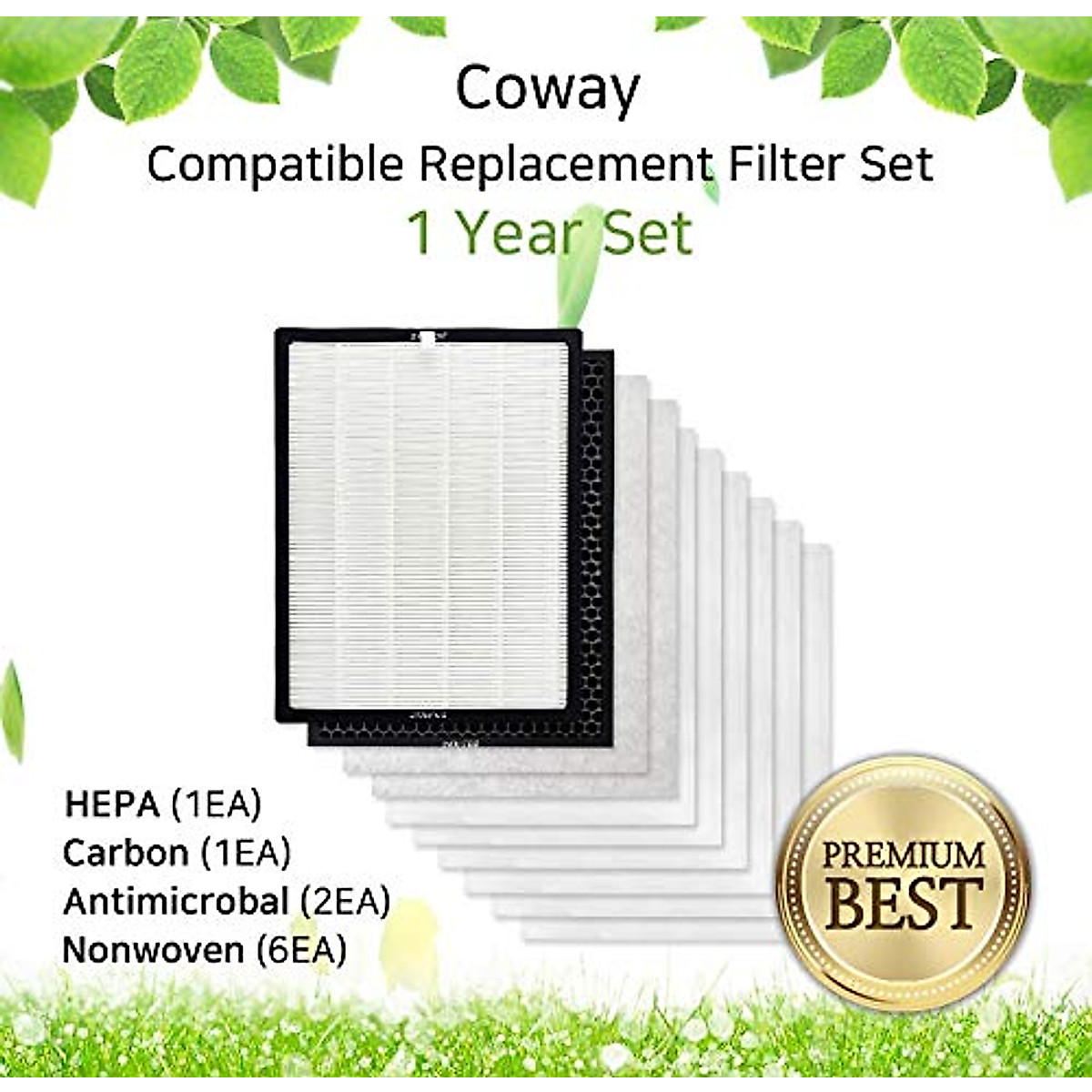 Coway AP-1005AH / AP-1004AH Air Purifier Filter Compatible Replacement 1 Year Set