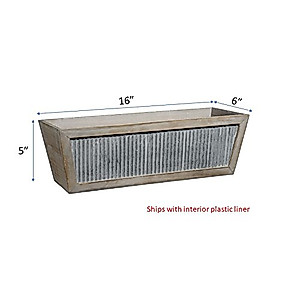 Classic Home and Garden Wood Window Box - Galvanized Accent