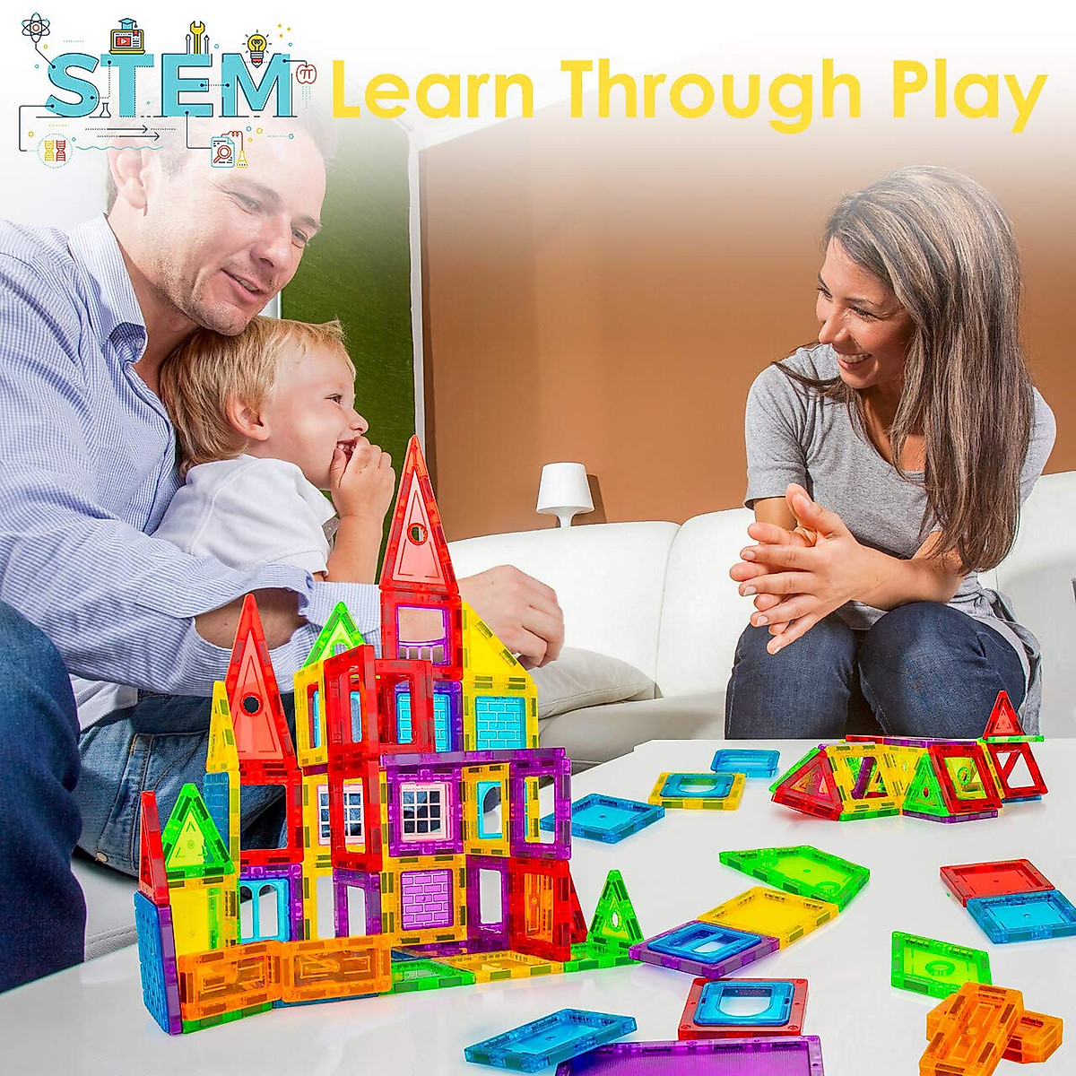 Batlofty 178 PCs Magnet Building Tiles 3D Magnetic Building Blocks for Kids, Toddlers Age 3+, Children's Toy with Car Sets