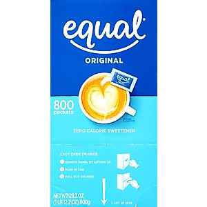 EQUAL 0 Calorie Sweetener, Sugar Substitute, Zero Calorie Sugar Alternative Sweetener Packets, Sugar Alternative, 800 Count