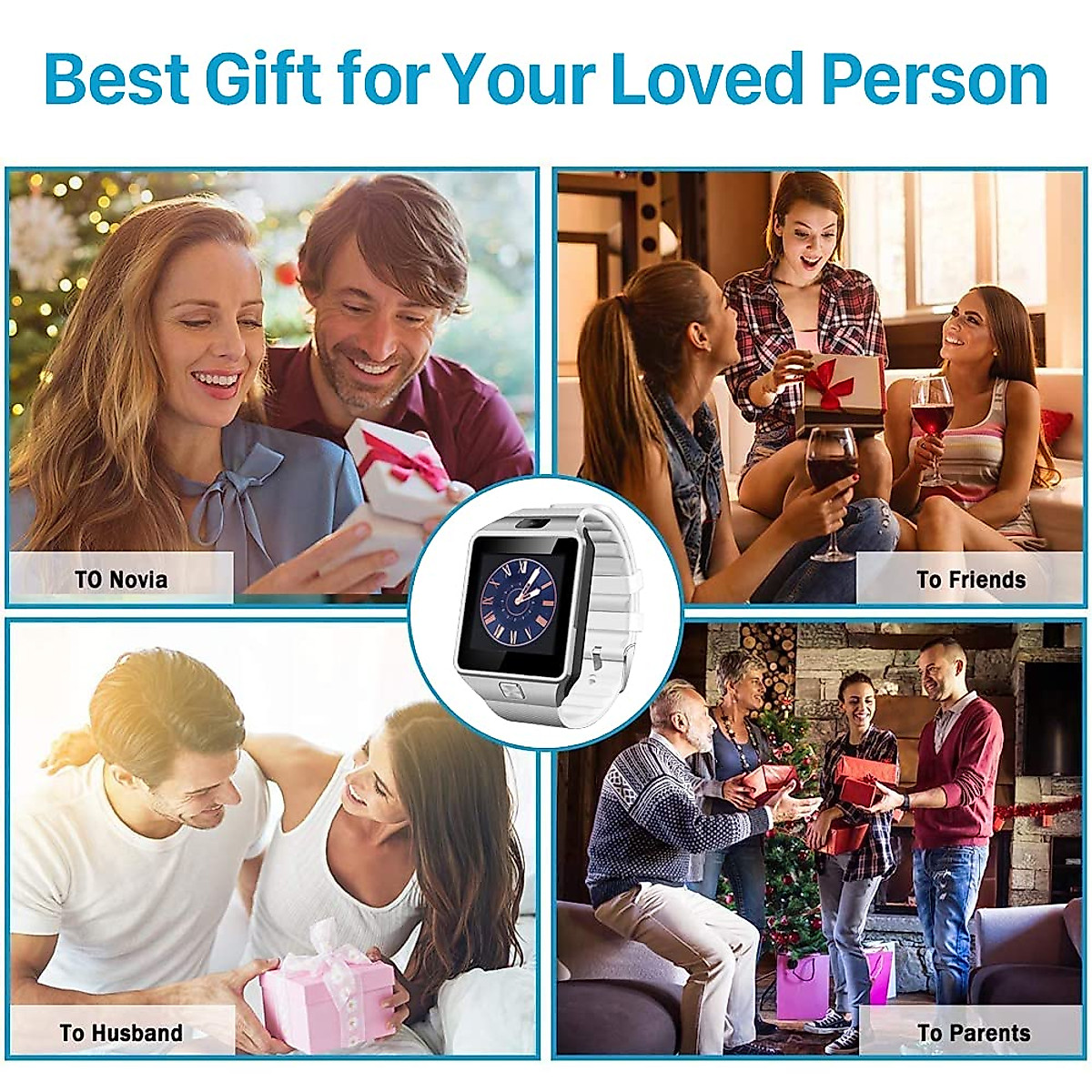 Padgene Bluetooth Smartwatch,Touchscreen Wrist Smart Phone Watch Sports Fitness Tracker with SIM SD Card Slot Camera Pedometer (Black (Black Band))