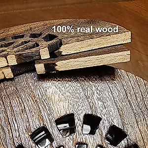 SINOBEST Wood Plant Caddy, Heavy Duty Rolling Planter Dolly with Rotating Casters, Movable Flower Pot Stand, Round Plant Rack with Wheels (10 Inch)