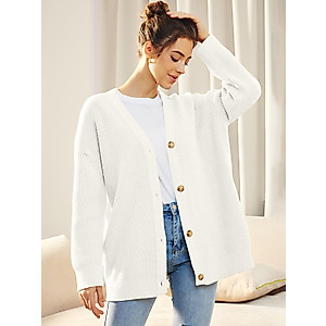 EFAN Womens White Cardigan Sweaters 2025 Trendy Oversized Sweater Long Cardigans V Neck Lightweight Knit Clothes Outfits